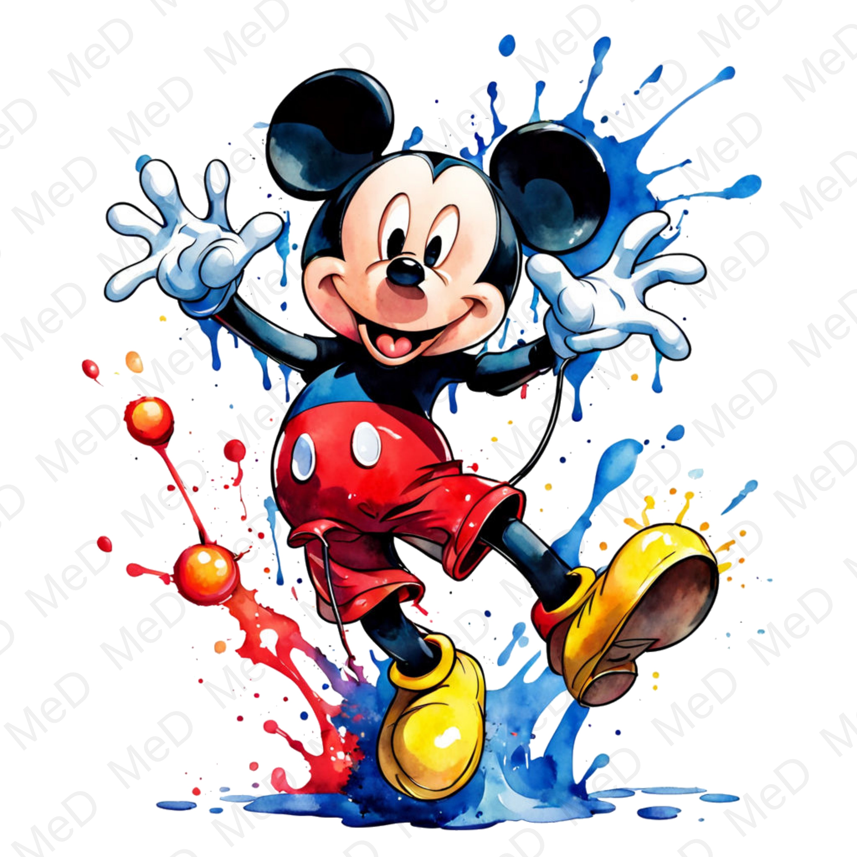 9 PNG Mickey Mouse, Watercolor and Splash Styles, High Resolution PNG ...