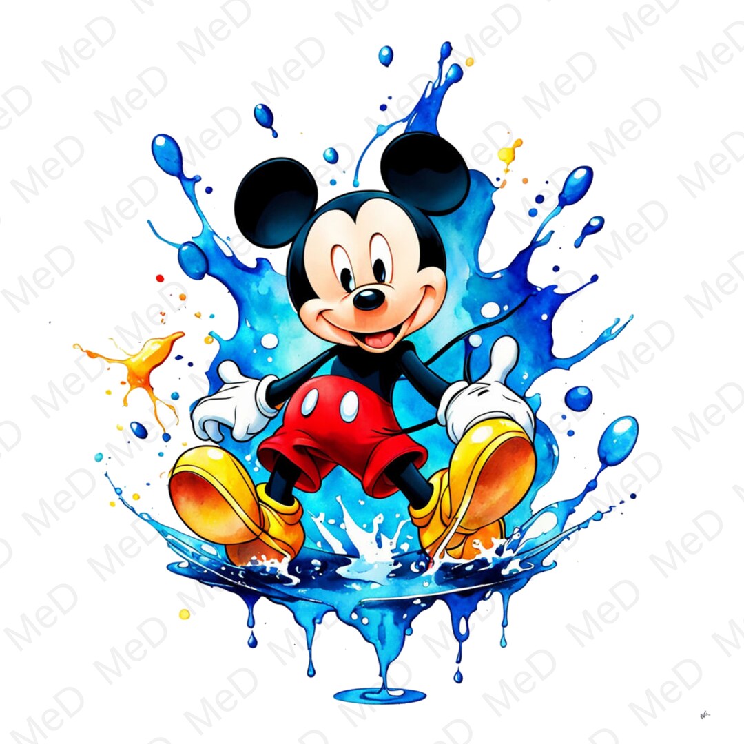 9 PNG Mickey Mouse, Watercolor and Splash Styles, High Resolution PNG ...