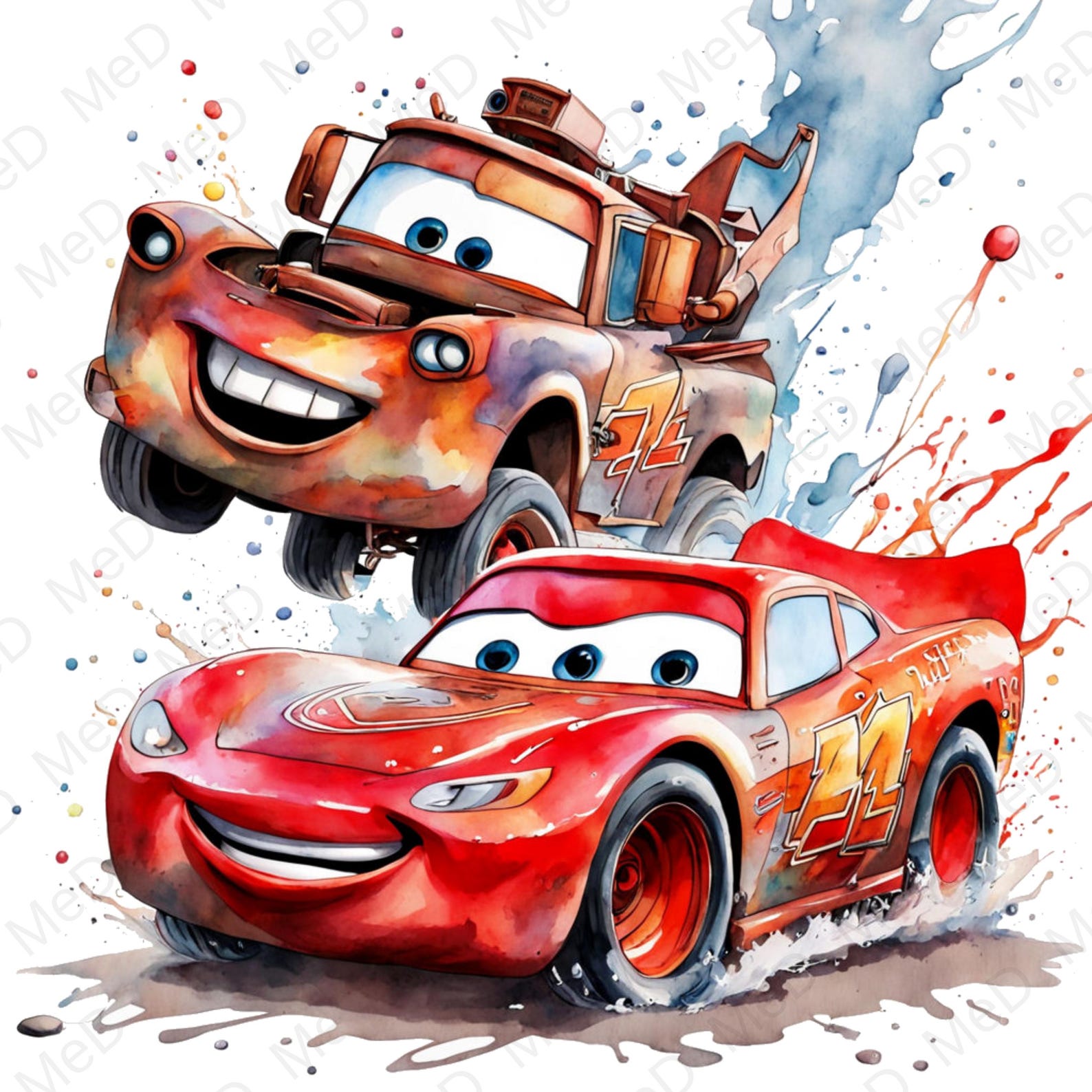 6 PNG Lightning Mcqueen, Watercolor and Splash Styles, High Resolution ...