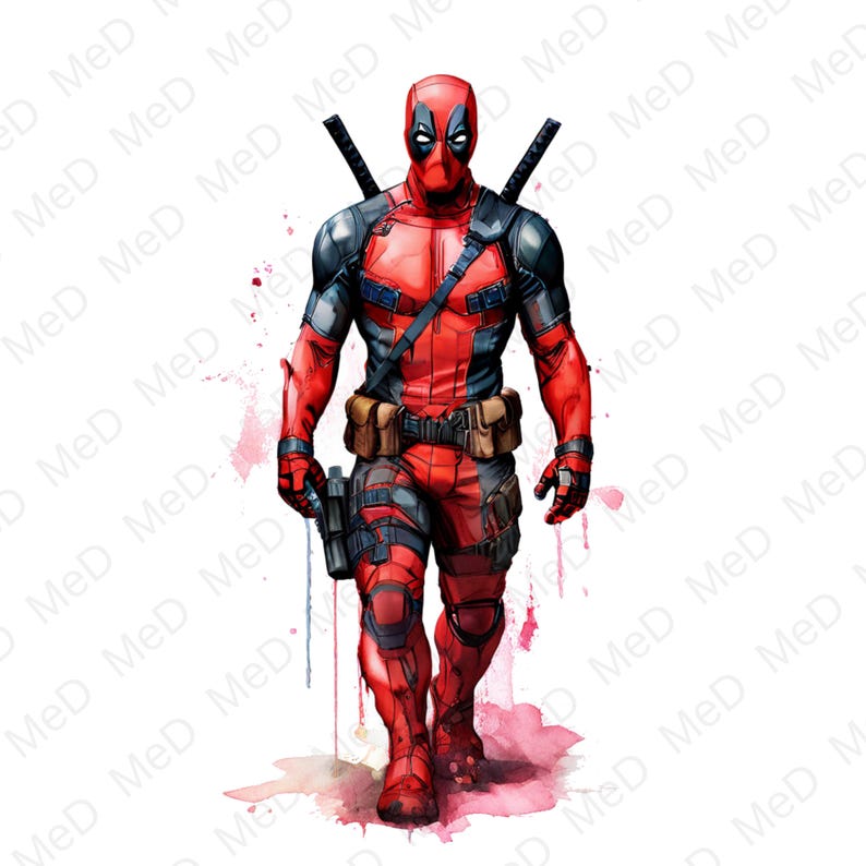 6 PNG Deadpool, Watercolor and Splash Styles, High Resolution PNG Files ...