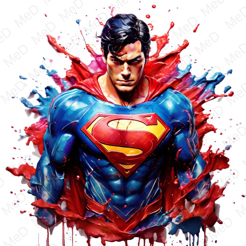9 PNG Superman, Watercolor and Splash Styles, High Resolution PNG Files ...