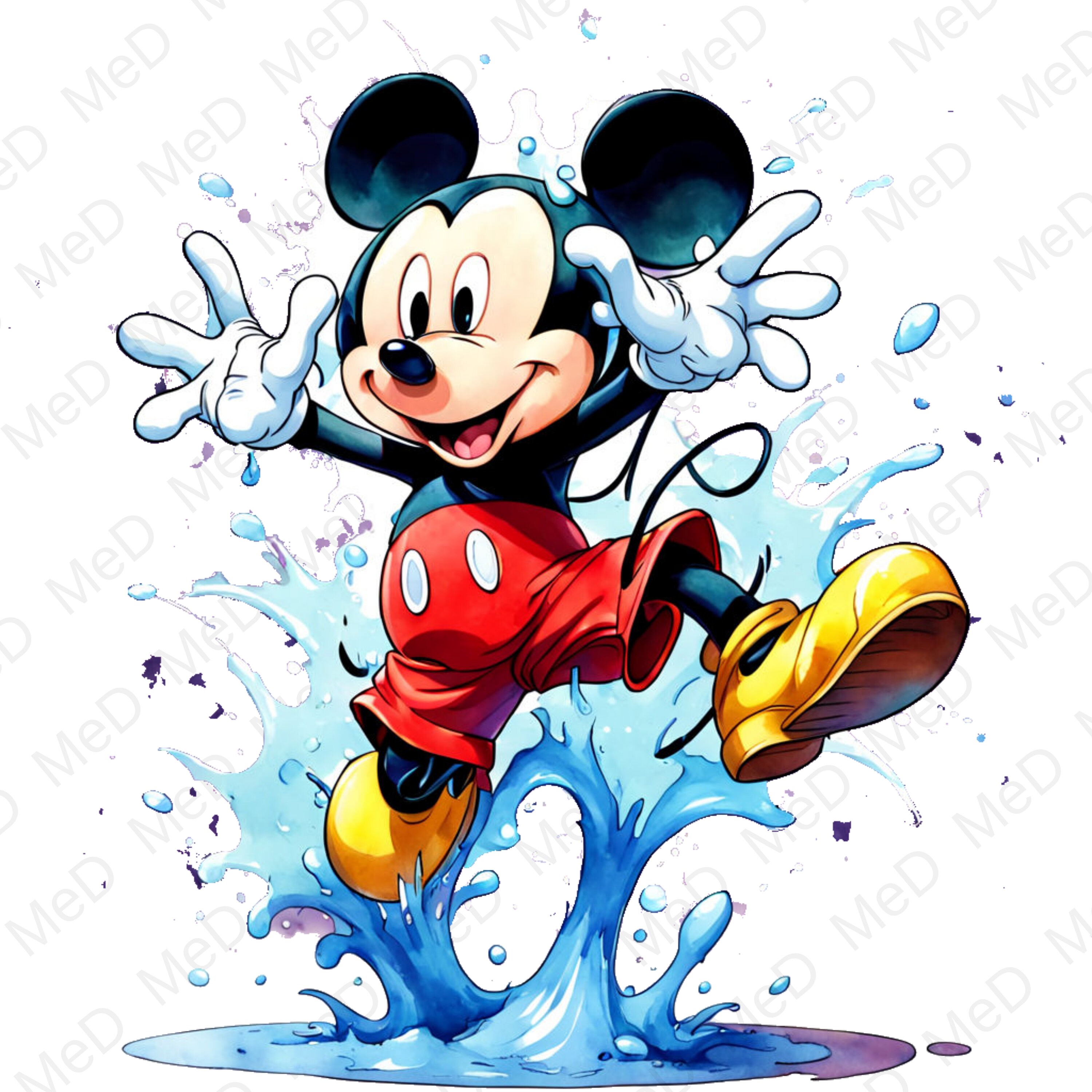 9 PNG Mickey Mouse, Watercolor and Splash Styles, High Resolution PNG ...