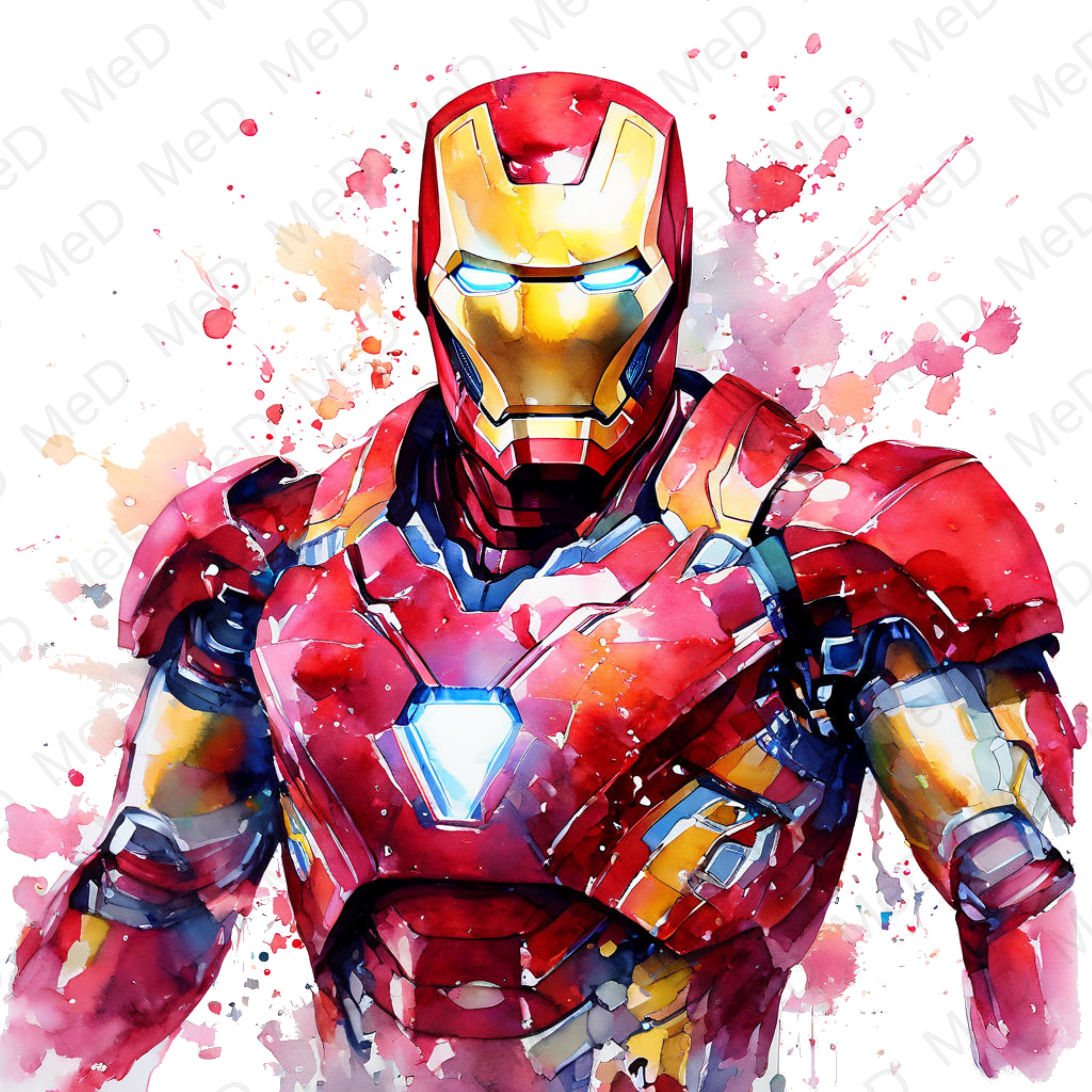 9 PNG IRON Man, Watercolor and Splash Styles, High Resolution PNG Files ...
