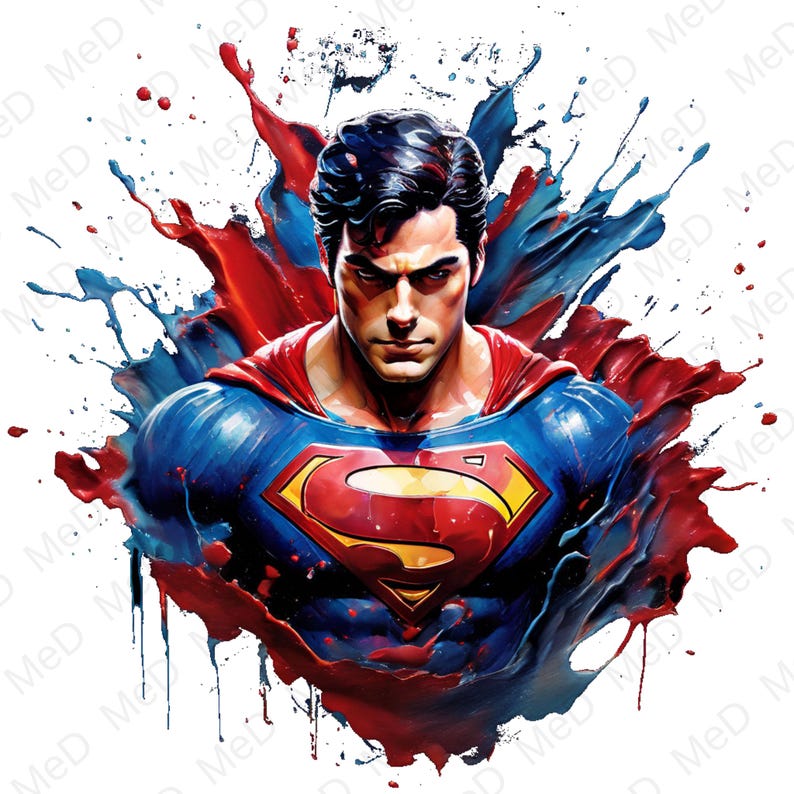 9 PNG Superman, Watercolor and Splash Styles, High Resolution PNG Files ...