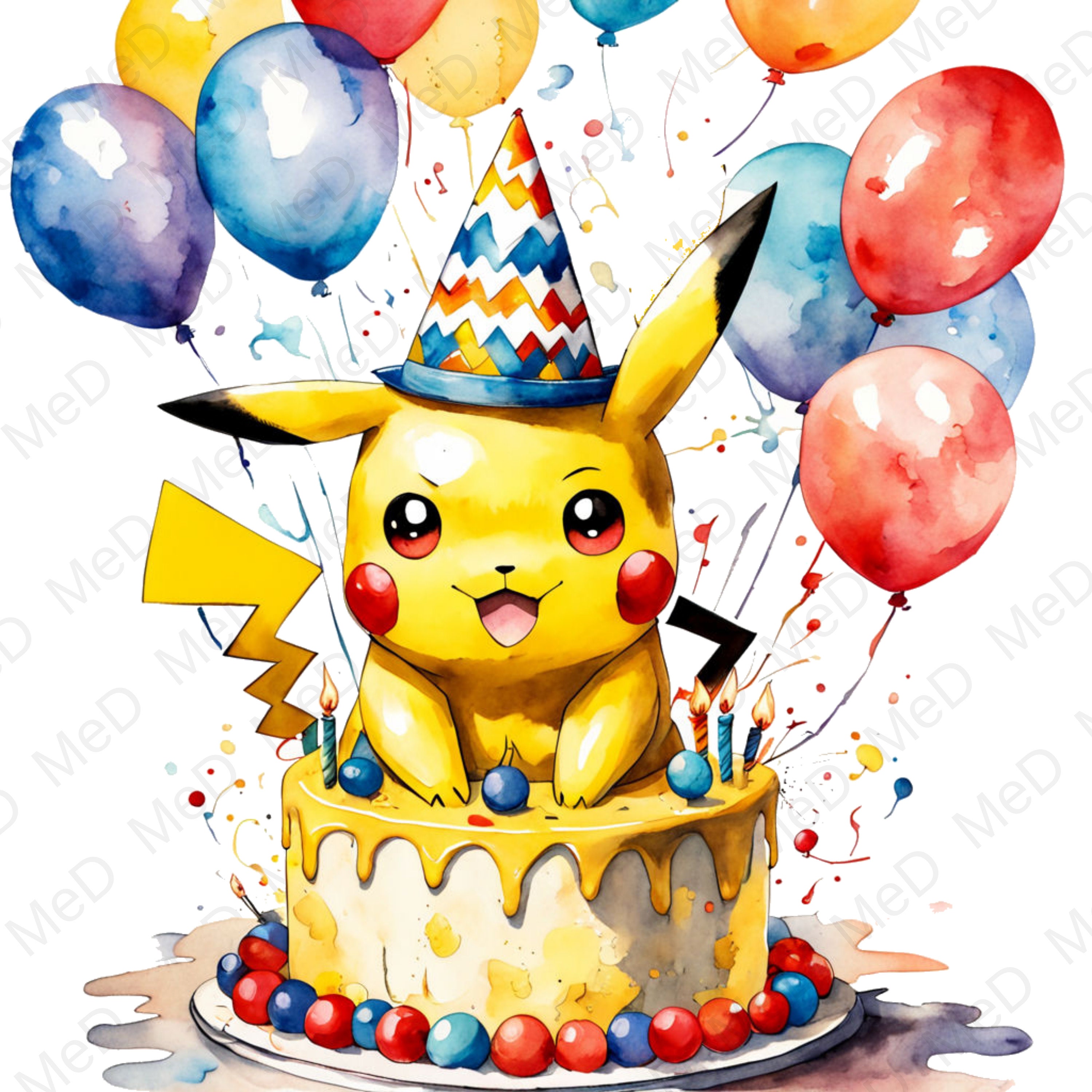 9 PNG Pikachu Birthday , Watercolor and Splash Styles, High Resolution ...