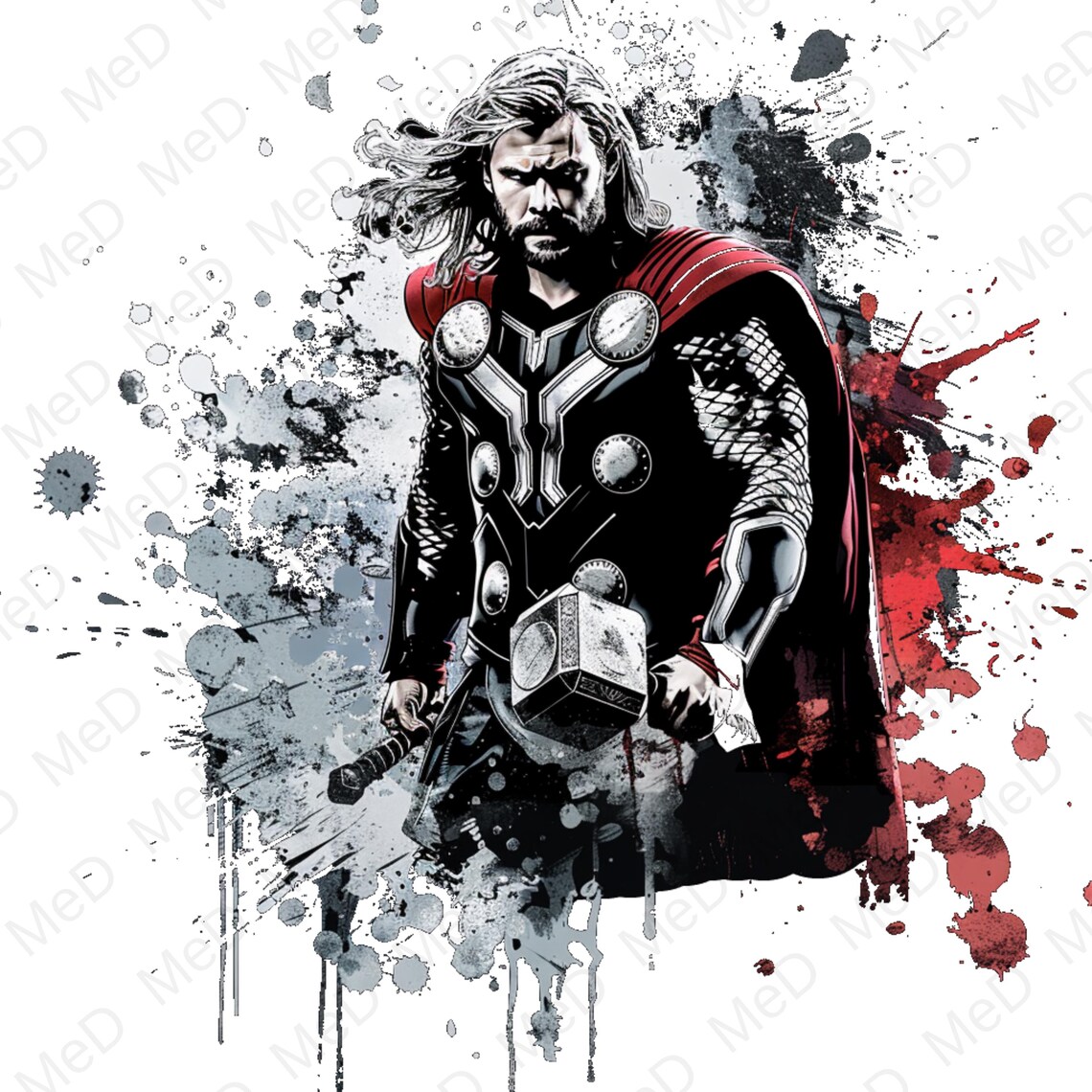 6 PNG THOR, Watercolor and Splash Styles, High Resolution PNG Files for ...