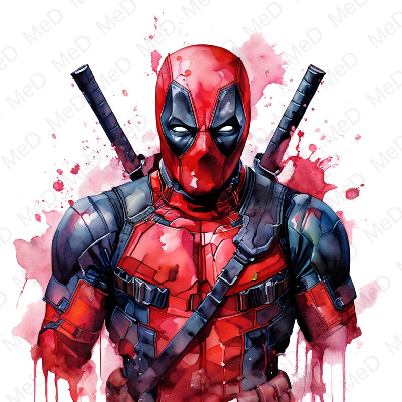 6 PNG Deadpool, Watercolor and Splash Styles, High Resolution PNG Files ...