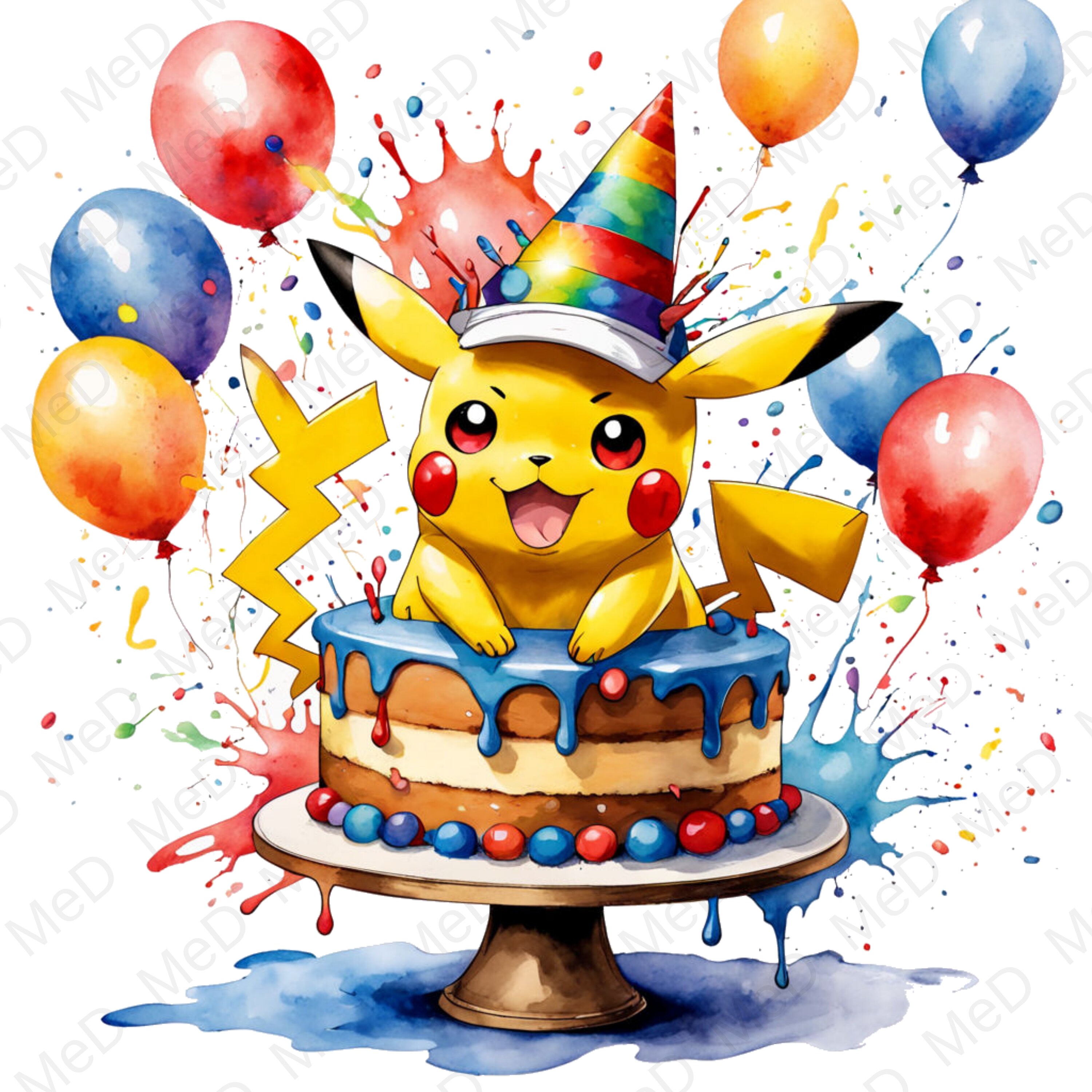 9 PNG Pikachu Birthday , Watercolor and Splash Styles, High Resolution ...