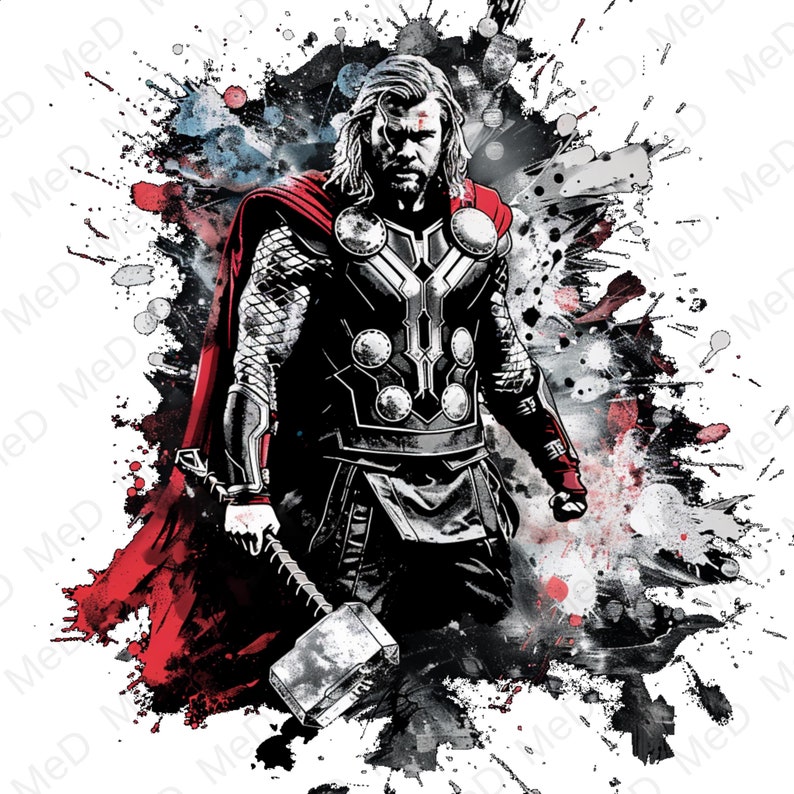 6 PNG THOR, Watercolor and Splash Styles, High Resolution PNG Files for ...
