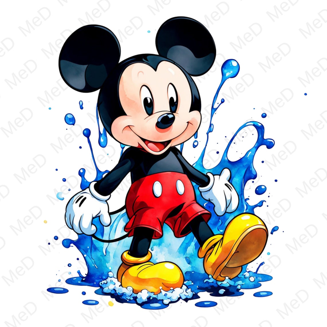 9 PNG Mickey Mouse, Watercolor and Splash Styles, High Resolution PNG ...