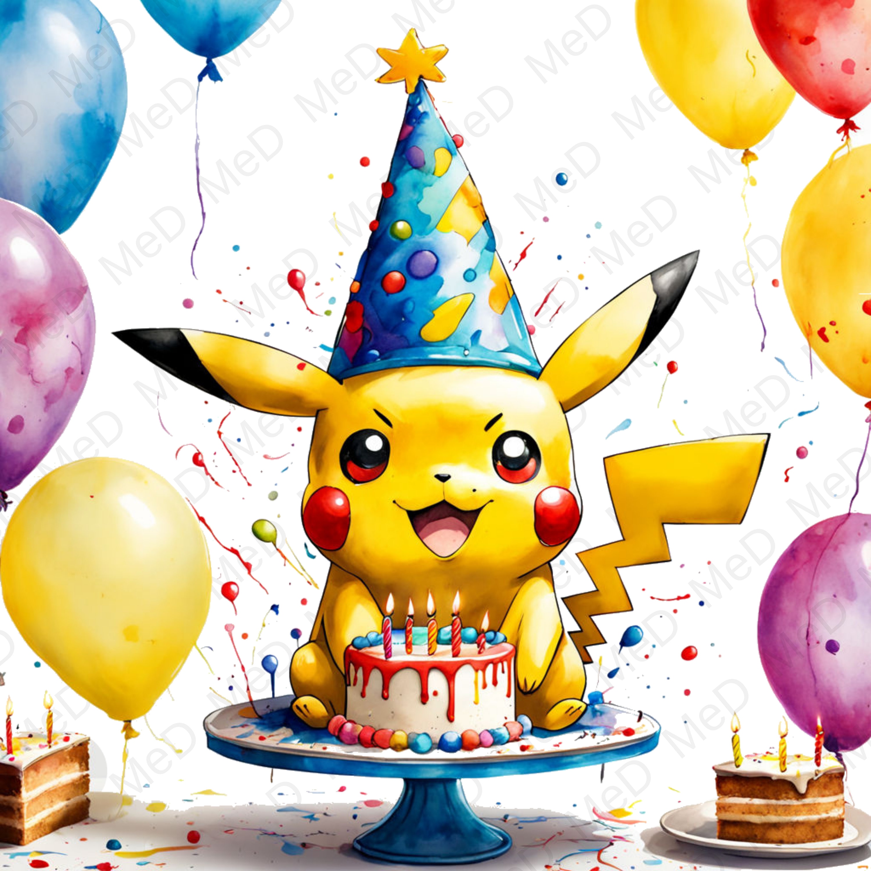9 PNG Pikachu Birthday , Watercolor and Splash Styles, High Resolution ...