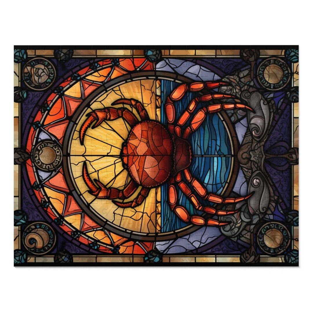 Cancer Zodiac Constellation Stained Glass Jigsaw Puzzle 252, 500,1000 ...