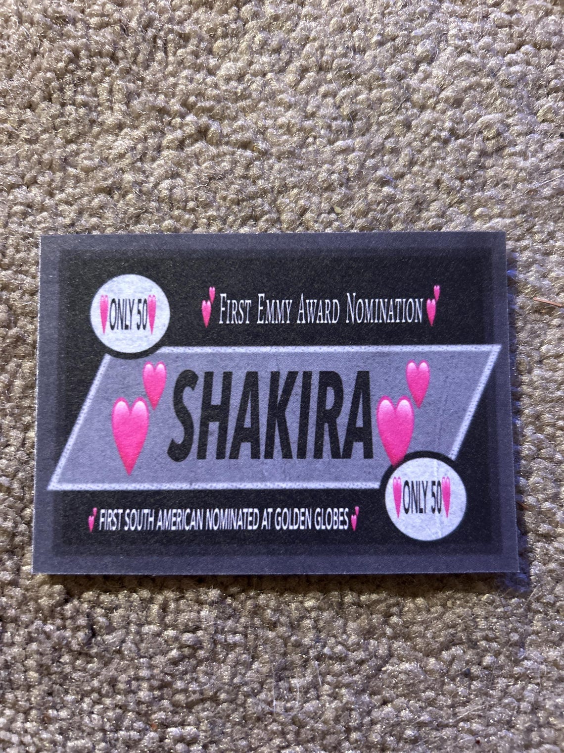Shakira Short Print 50 Custom Card First Emmy Nomination 2020 - Etsy