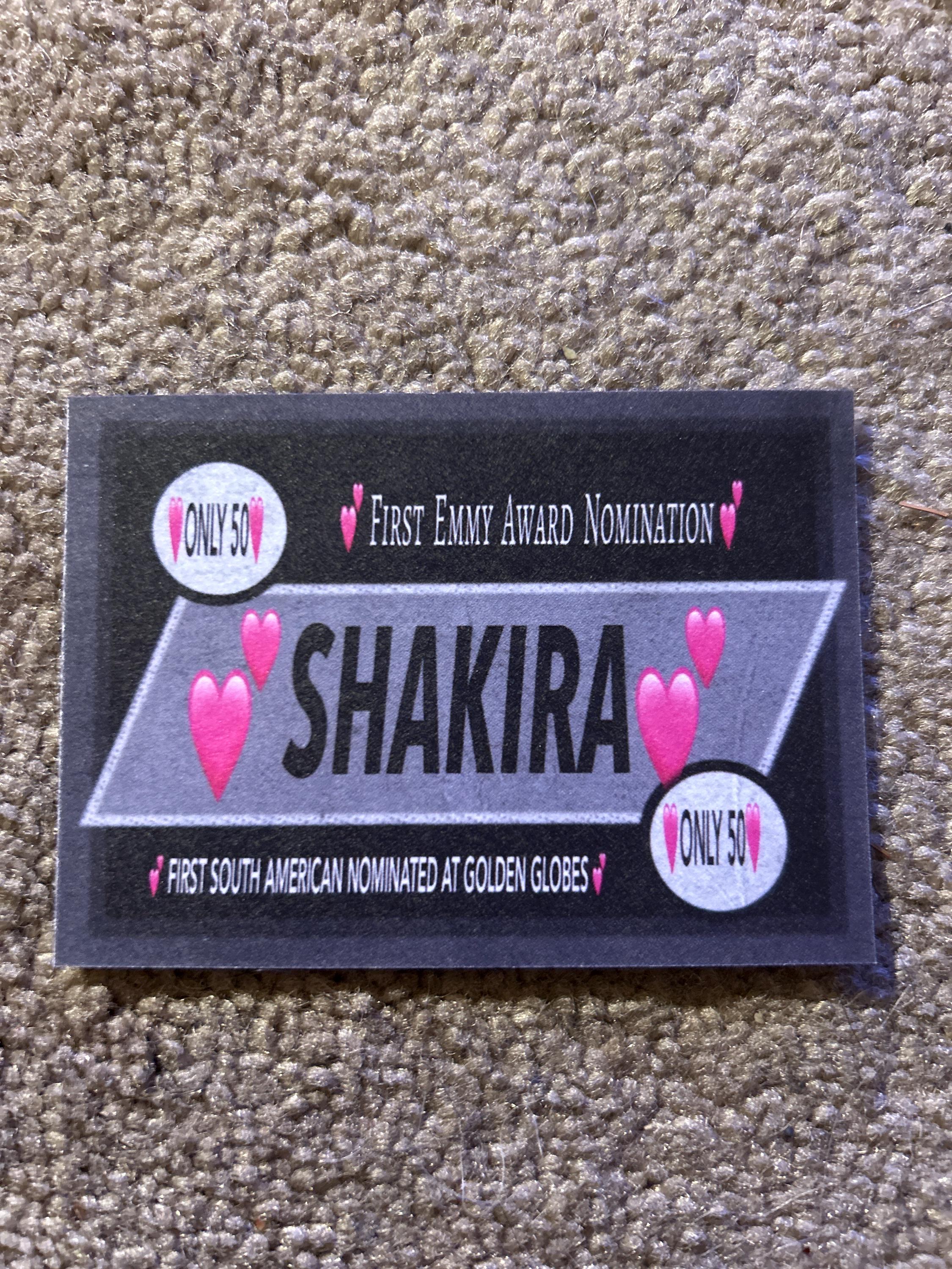 Shakira Short Print 50 Custom Card First Emmy Nomination 2020 - Etsy