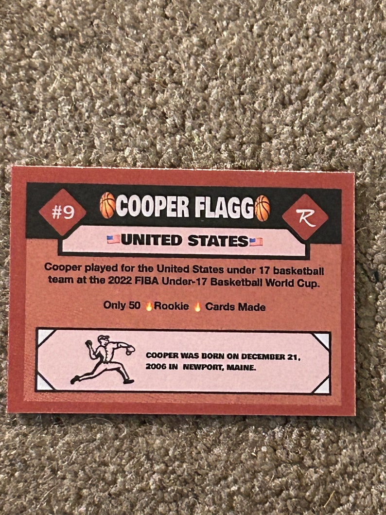 Cooper Flagg Short Print 50 Custom Rookie Card Lot USA - Etsy