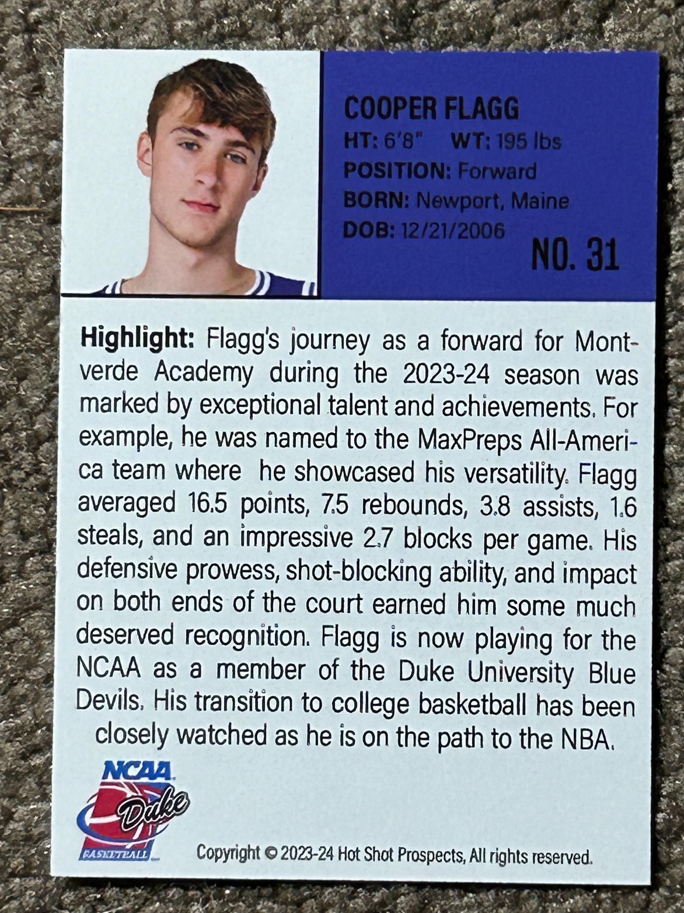 50 Cards Cooper Flagg Electric 2024 Custom Rookie Card Lot Duke Blue Devils. BRAND NEW ...