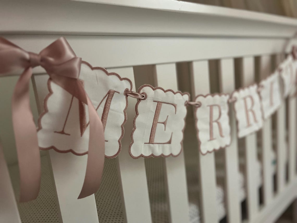 Embroidered Baby Name Banner, Custom Nursery Sign, Custom Baby Name ...