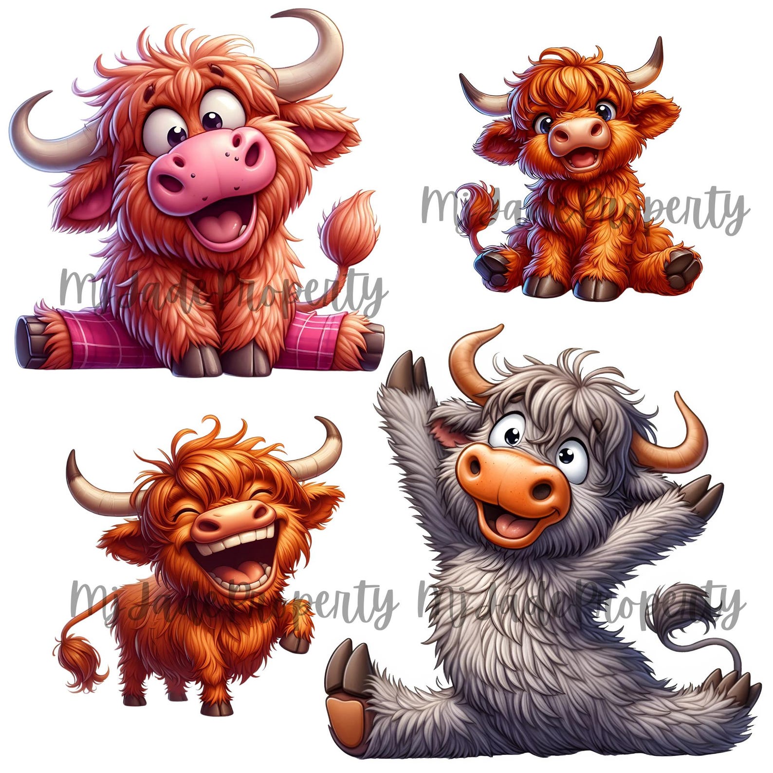 Funny Highland Cow 11 PNG Bungle Clipart,sublimation,instant Digital ...