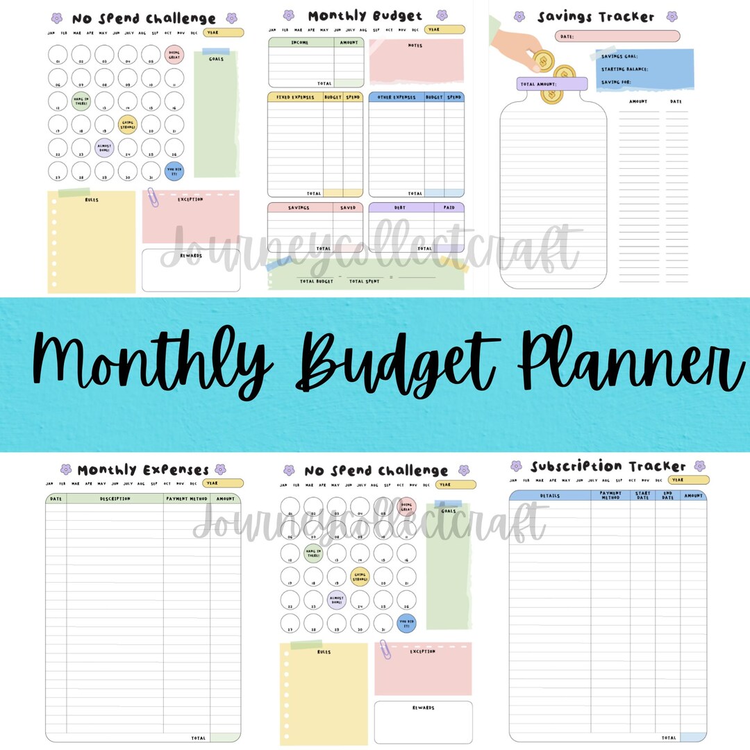 Monthly Budget Planner Savings Tracker Online Budget Tracker Expenses ...