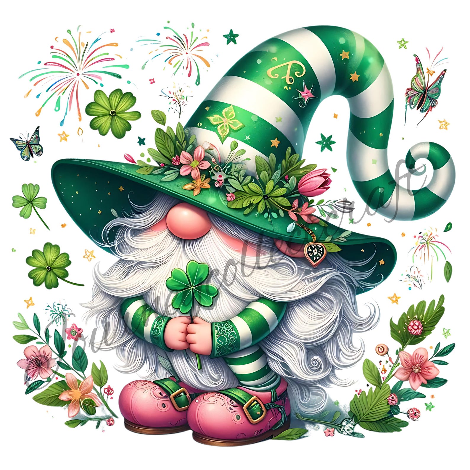 Whimsical St.patrick Gnome,4 Leaf Clove,lucky Charm Clipart Bundle 13 ...