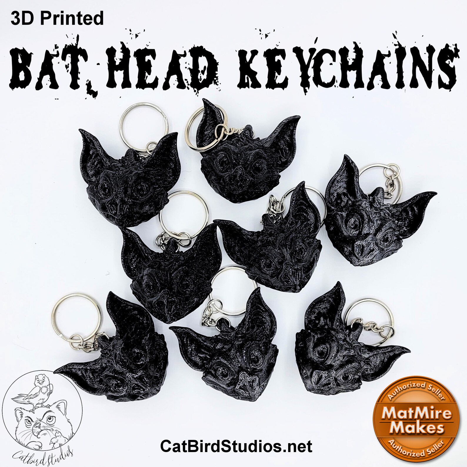 3D Printed Bat Head Keychains - Etsy