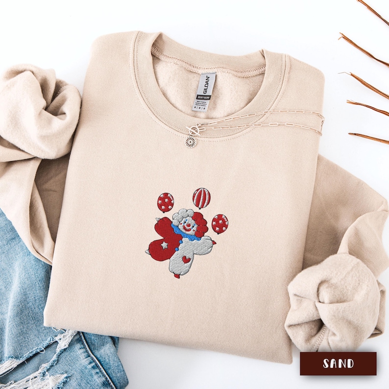 Embroidered Clowncore Sweatshirt, Clown Lover Gift, Kidocore Pastel ...