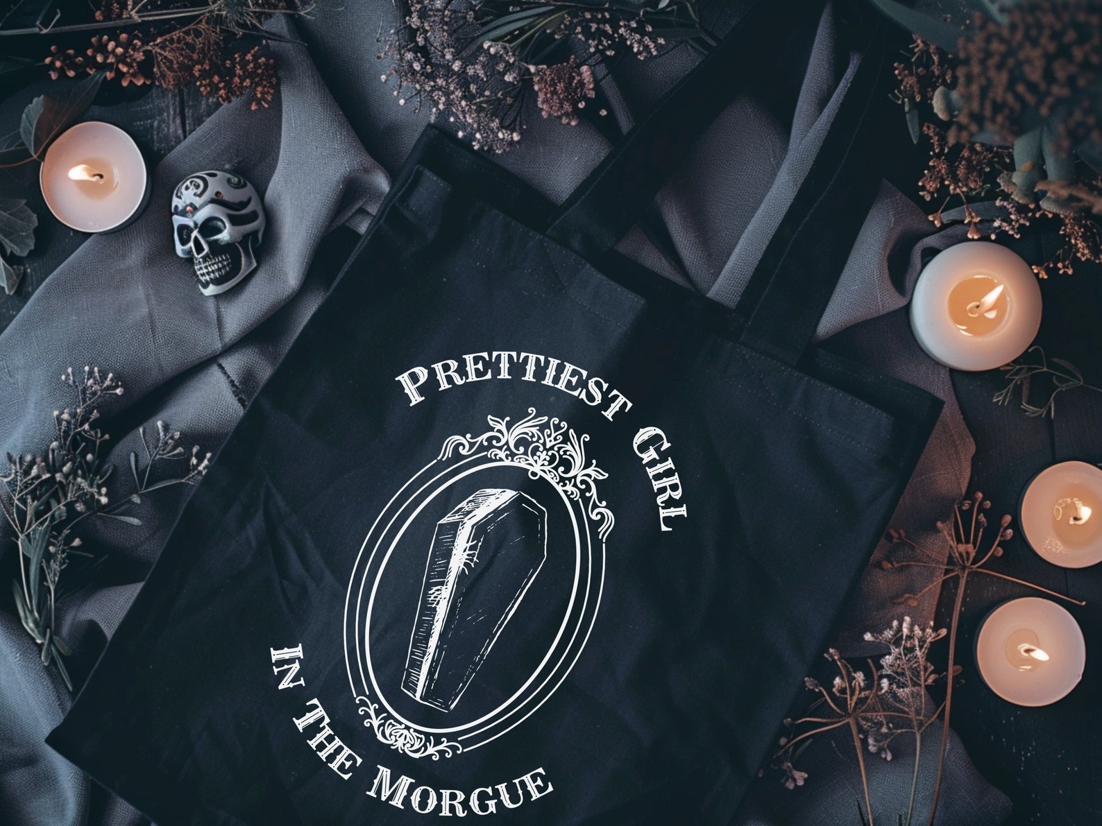 Prettiest Girl in the Morgue Goth Tote Bag, Gothic Victorian Memento ...