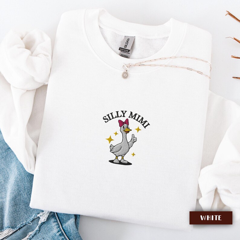 Embroidered Silly Mimi Goose Sweatshirt, Cute Mimi Sweater, Grandma ...