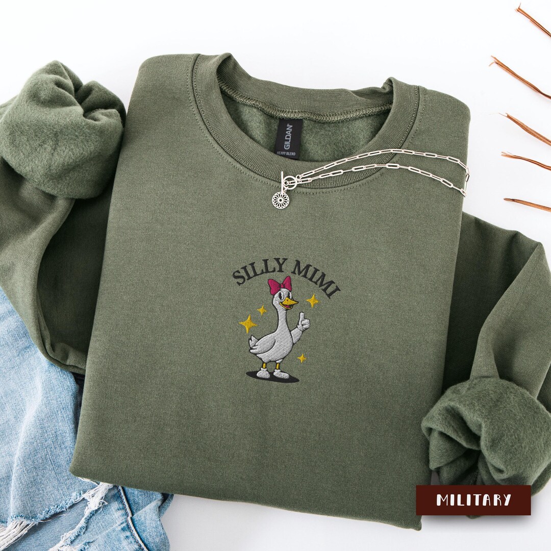 Embroidered Silly Mimi Goose Sweatshirt, Cute Mimi Sweater, Grandma ...