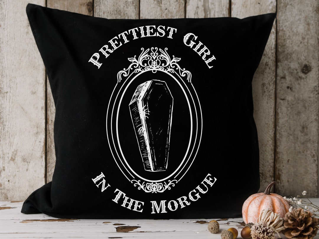 Prettiest Girl in the Morgue Halloween Pillow, Memento Mori Vampire ...