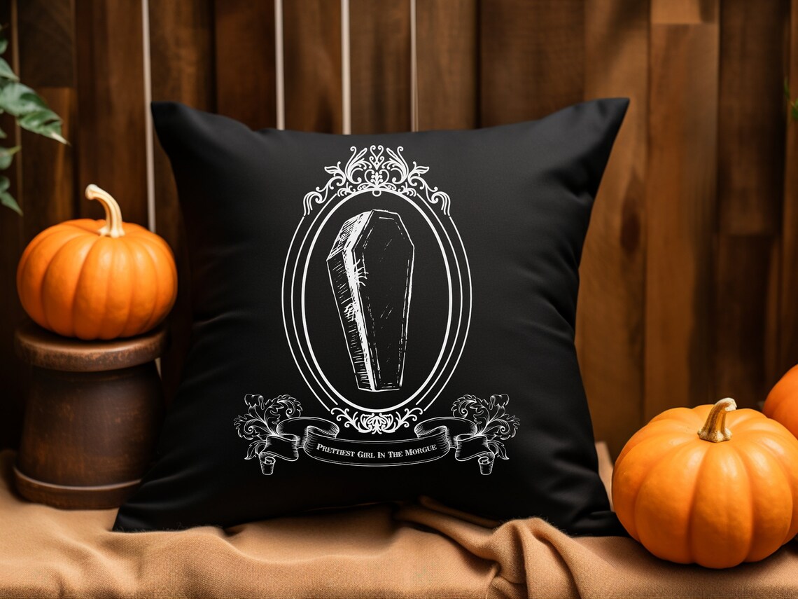 Prettiest Girl in the Morgue Halloween Pillow, Memento Mori Vampire ...