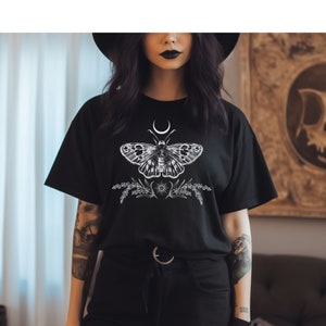 Moth Floral Moon Whimsigoth Shirt, Gothic Creepy Cute Clothes, Fairy ...