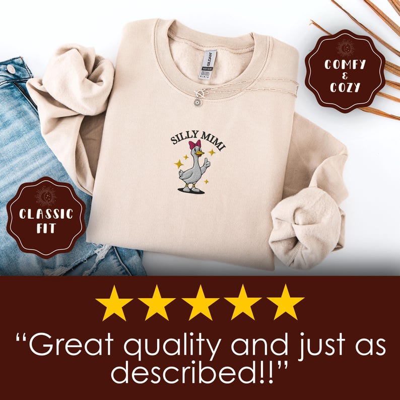Embroidered Silly Mimi Goose Sweatshirt, Cute Mimi Sweater, Grandma ...