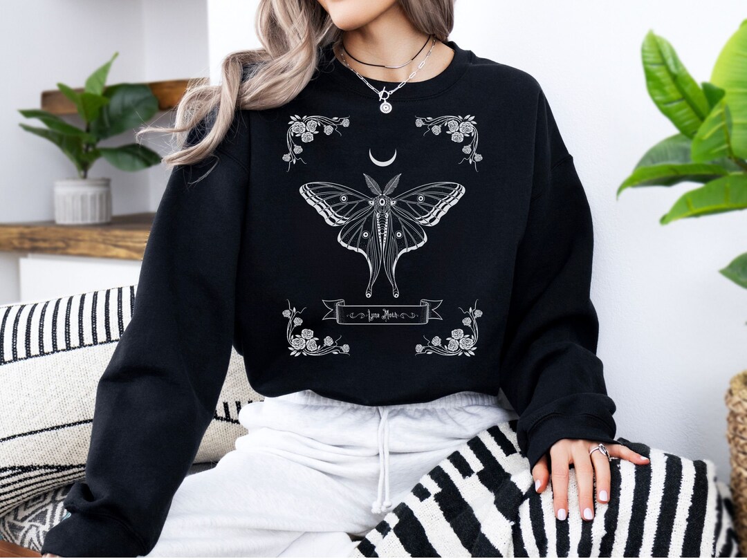 Victorian Luna Moth Whimsigoth Sweatshirt, Fairy Grunge, Weirdcore ...