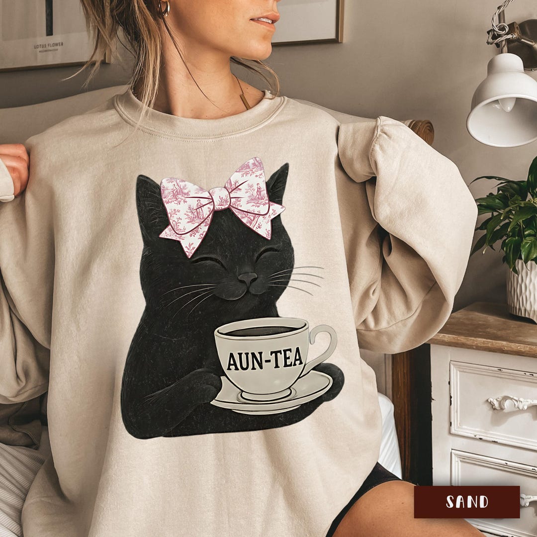 Funny Aunt Sweatshirt, Cute Auntie Cat Sweater, Auntie Baby Shower ...