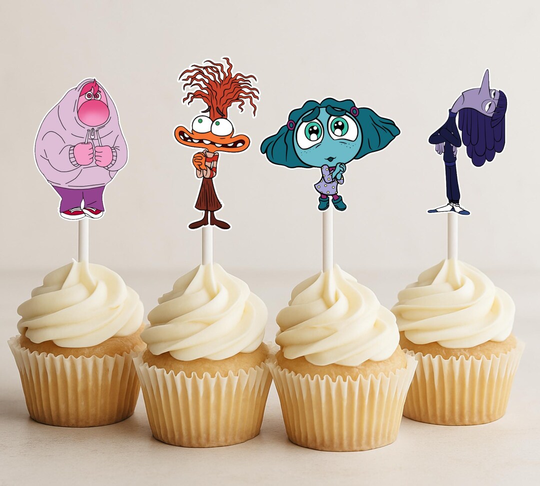 Inside Out 2 Cupcake Toppers, Inside Out 2 Birthday, Inside Out 2 Party ...