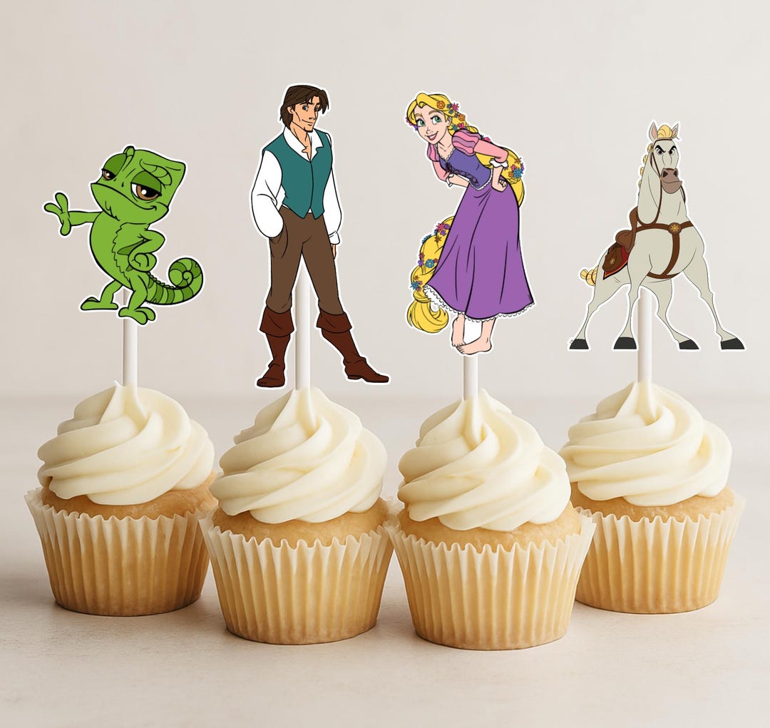 Rapunzel Cupcake Toppers, Rapunzel Birthday, Girls Birthday Cupcake ...