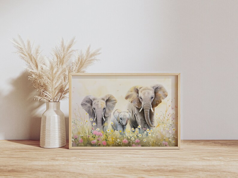 Cute Elephants Kids Wall Art, Safari Nursery Poster, Instant Download ...