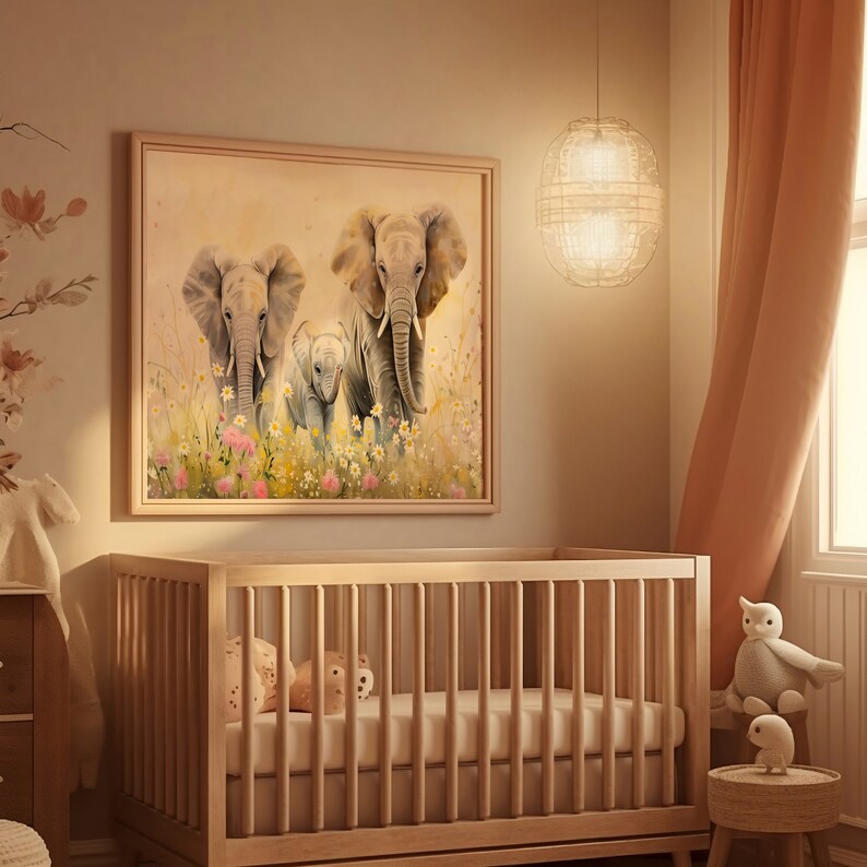 Cute Elephants Kids Wall Art, Safari Nursery Poster, Instant Download ...