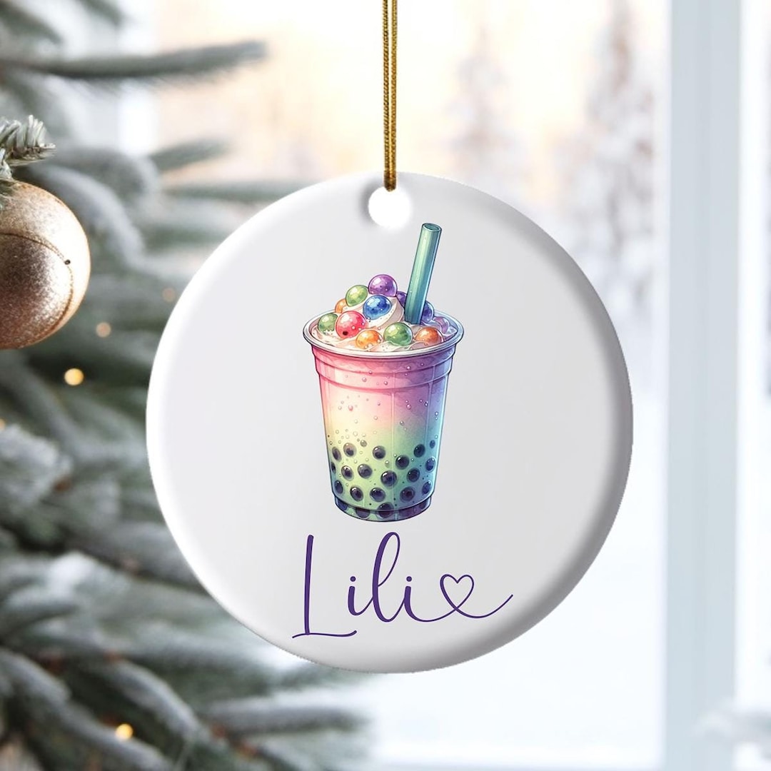 Custom Boba Ornament Gift for Boba Lover Bubble Tea Christmas Ornament ...