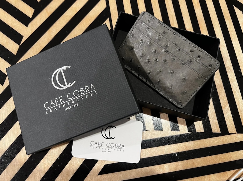 Ostrich Leather Card Holder Wallet - Cape Cobra Luxury - Etsy