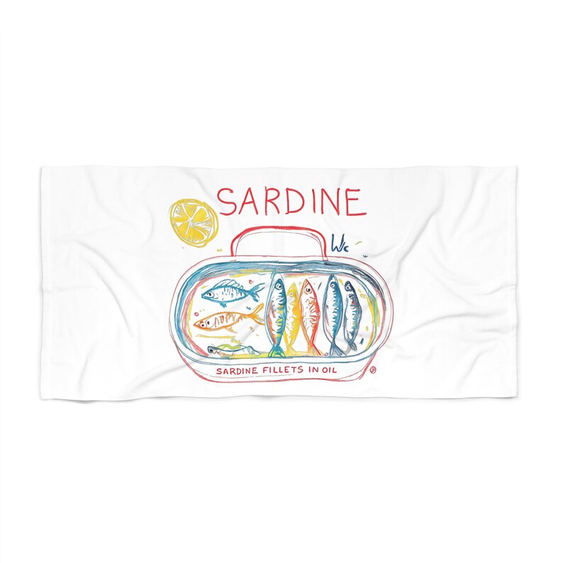 Crayon Colorful Tinned Sardines Beach Towel Fun Summer Picnic Blanket ...