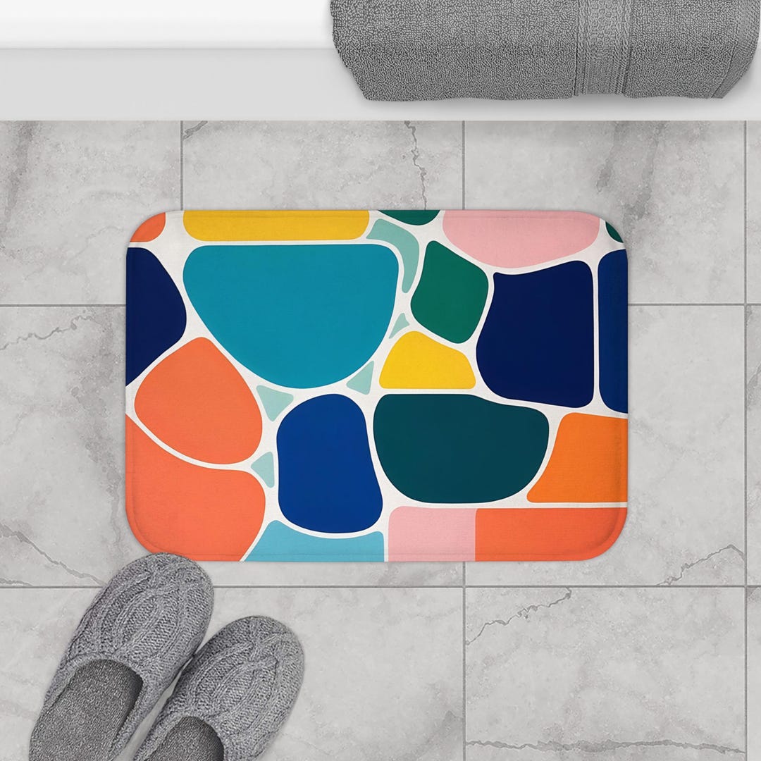 Colorful Mosaic Bath Mat Vibrant Bathroom Rug, Colorful Shower Mat ...