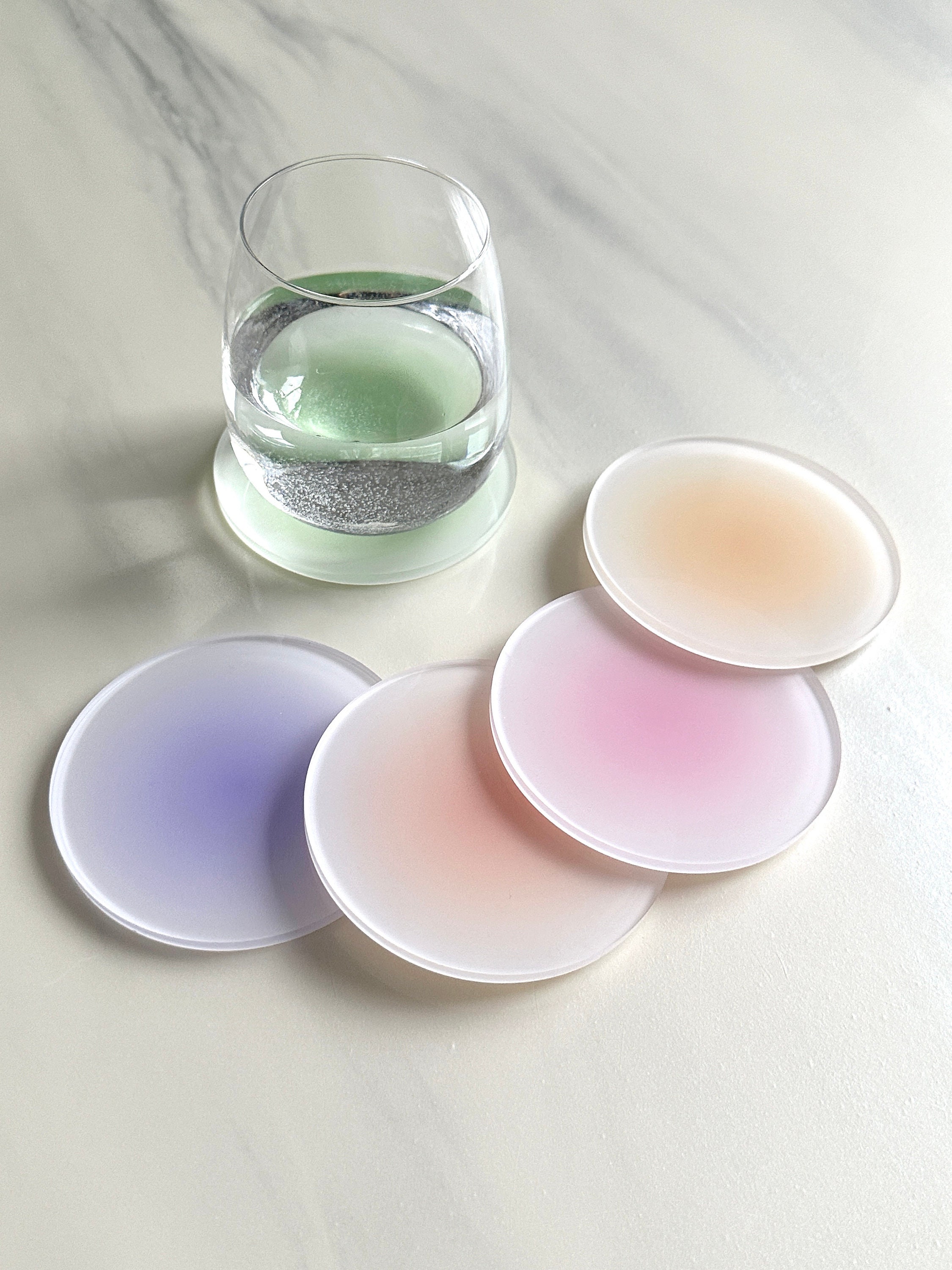 Dreamy Color Palette Round Acrylic Coaster Ombre Cute Drink Coaster Set ...