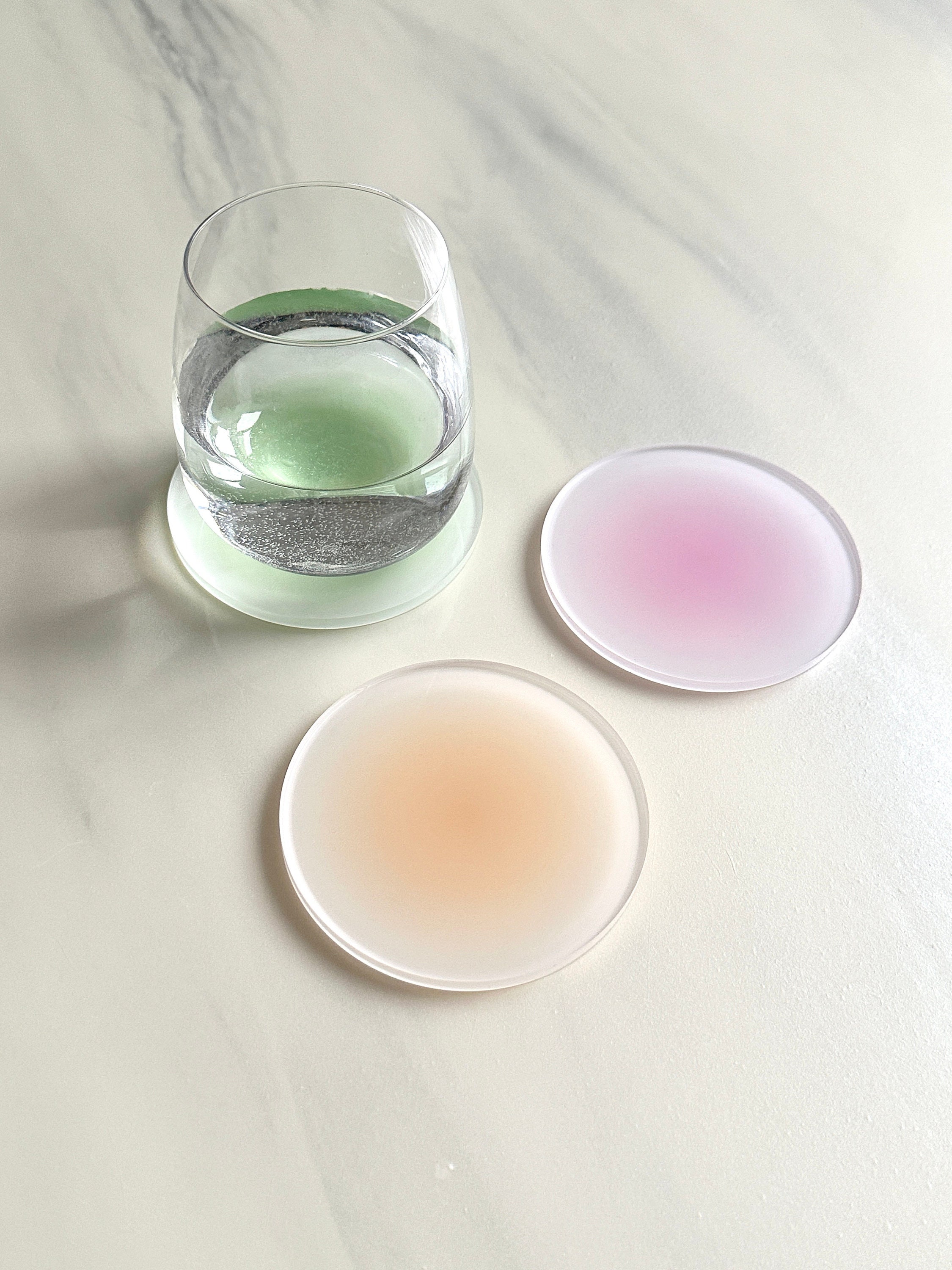 Dreamy Color Palette Round Acrylic Coaster Ombre Cute Drink Coaster Set ...