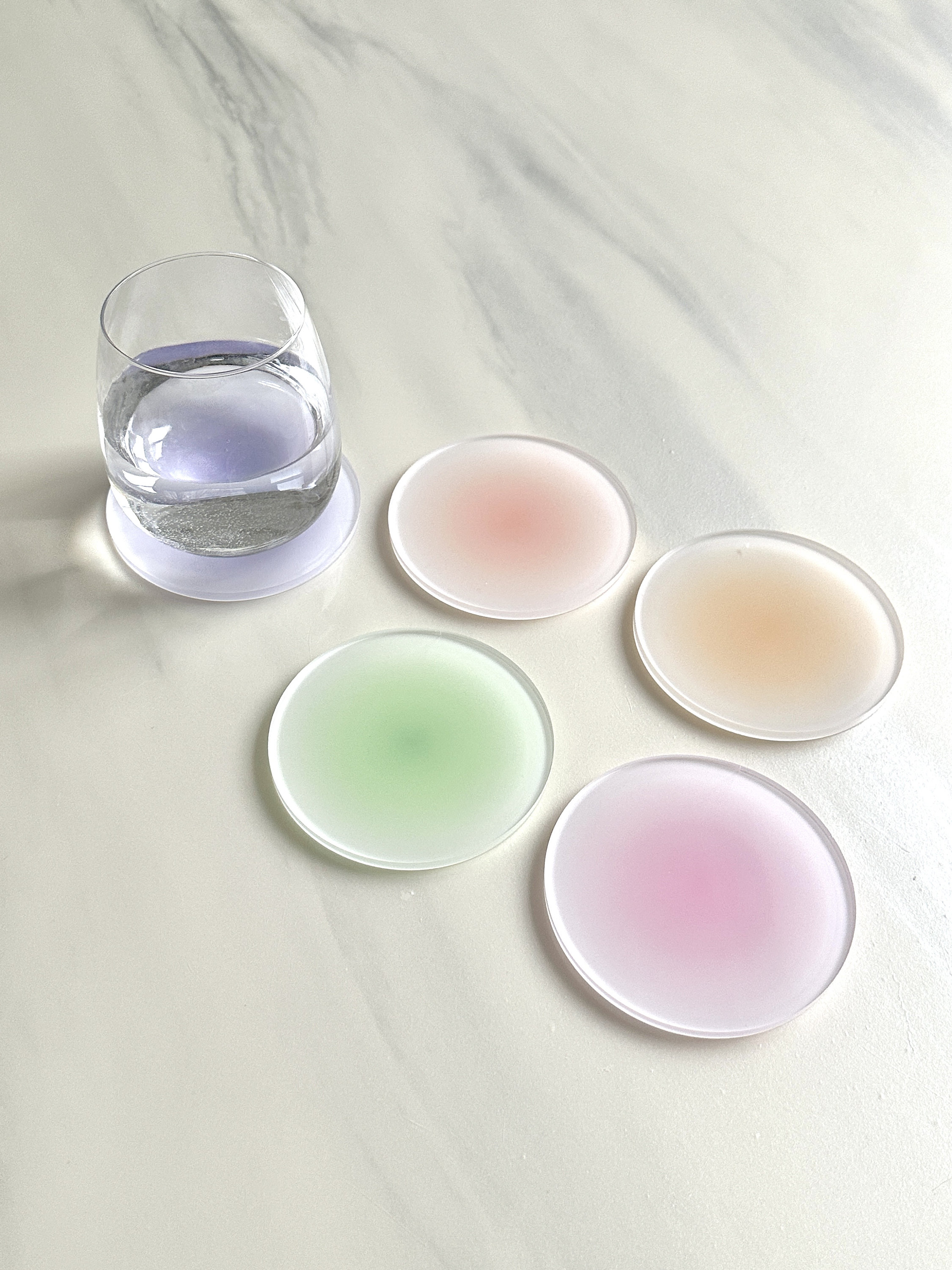 Dreamy Color Palette Round Acrylic Coaster Ombre Cute Drink Coaster Set ...