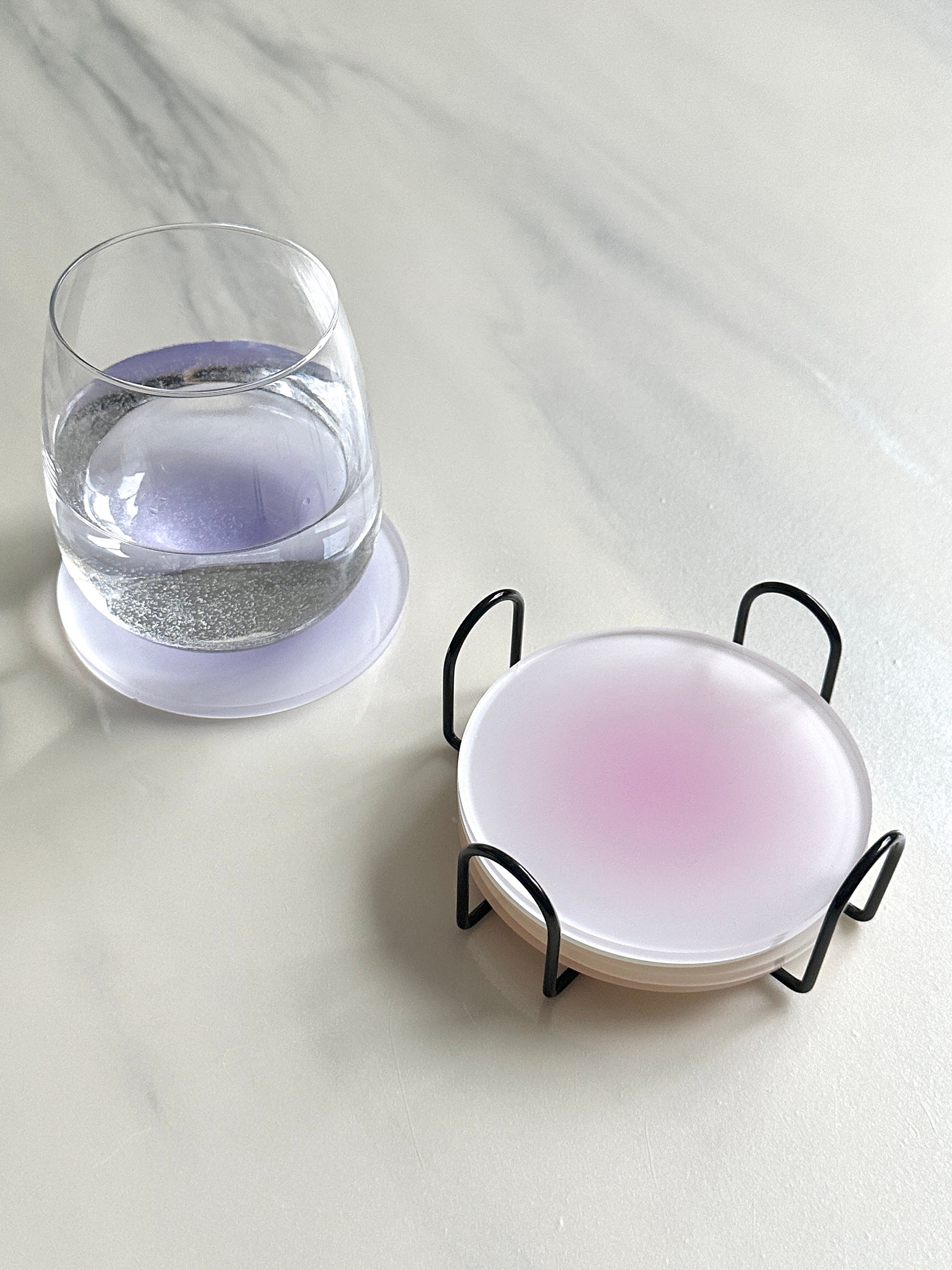 Dreamy Color Palette Round Acrylic Coaster Ombre Cute Drink Coaster Set ...