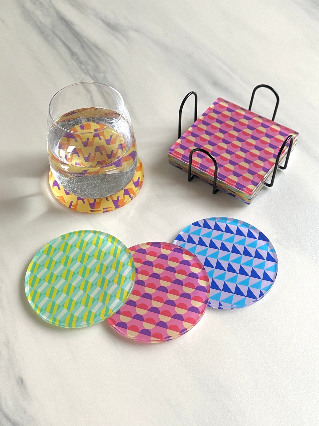 Geometry Pattern Acrylic Coaster Fun Home Decoration Handmade Drink ...