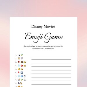 Disney Movie Pictionary Emoji Game, Printable Party Games, Fun Family ...