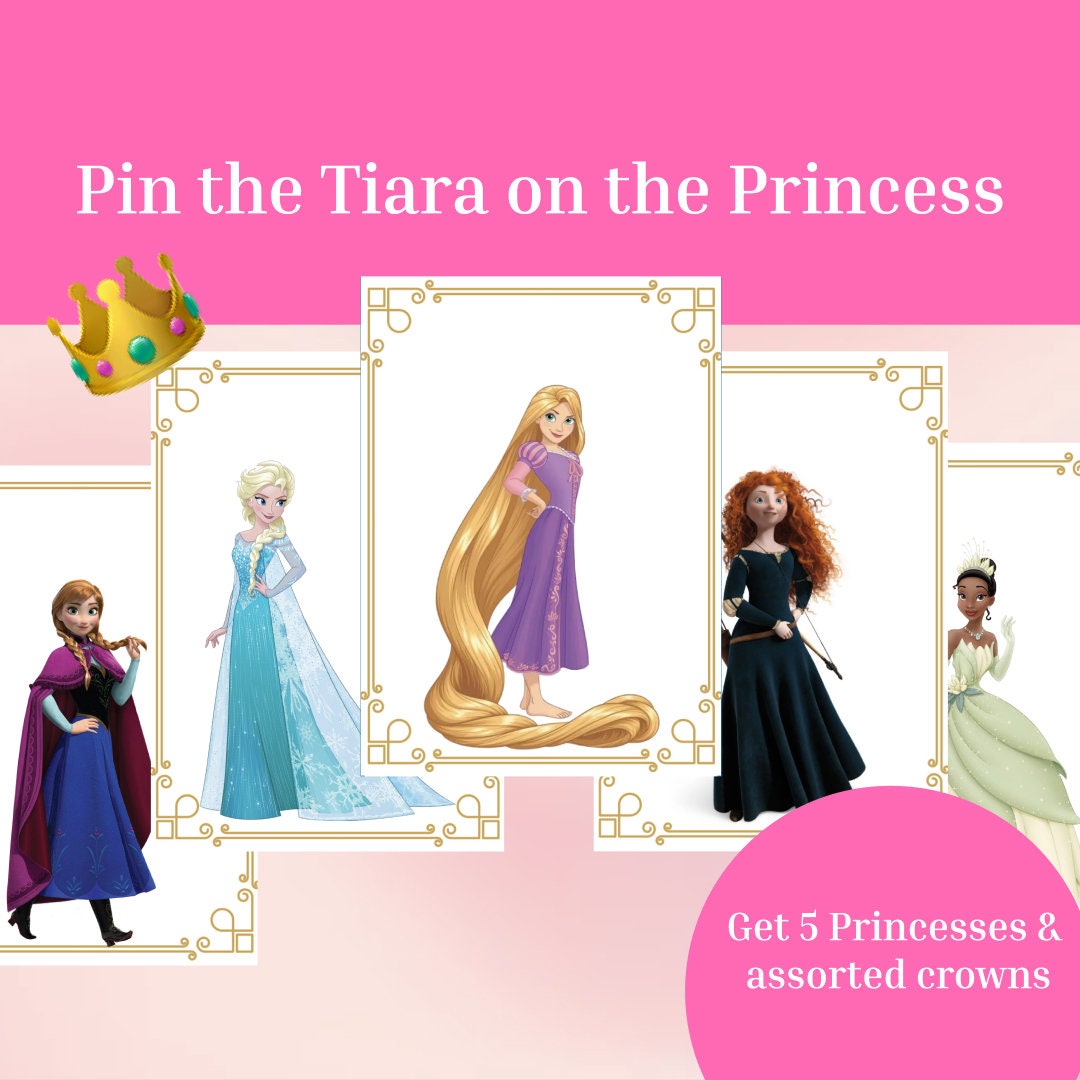 Pin the Crown on the Princess, Printable Tiara Game, Disney Birthday ...